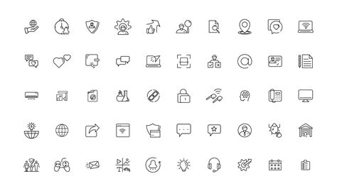 Information Technology Line Icons Collection Big Ui Icon Set In A Flat