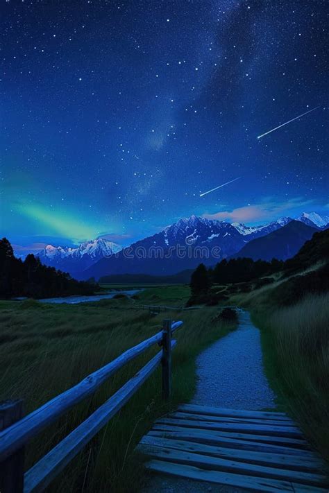 Night Sky Photography Capturing Meteor Showers Or Auroras Stock Illustration Illustration Of