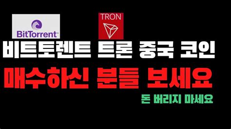 비트토렌트 트론 중국 코인 매수하신 분들 보세요 Youtube