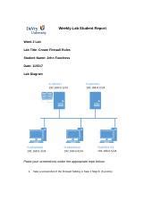 SEC W LabReport V Docx Weekly Lab Student Report Week Lab Lab Title Create Firewall