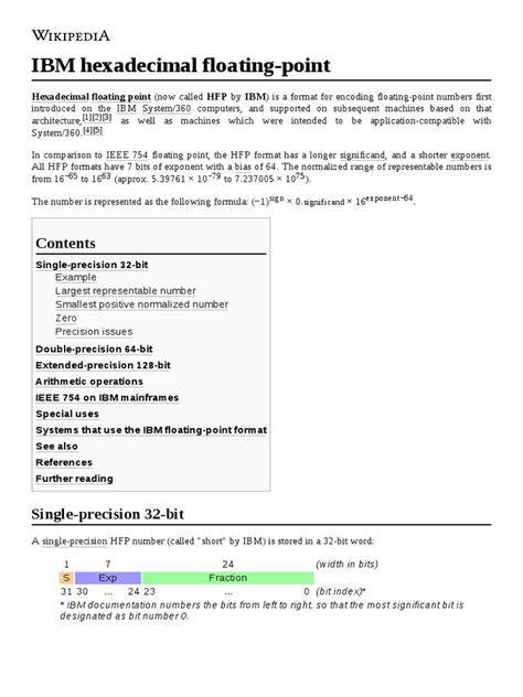 Ibm Hexadecimal Floating Point Width In Bits Pdf Theory Of