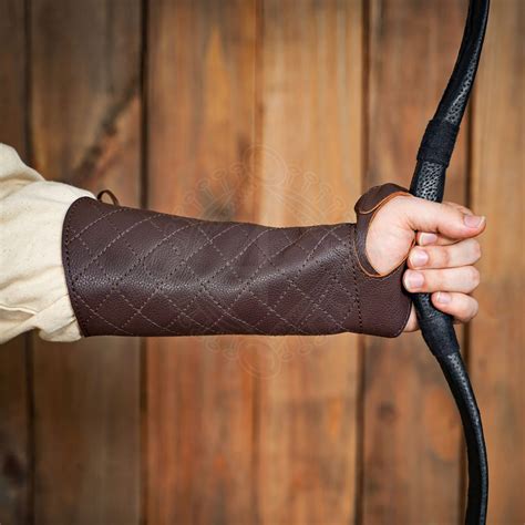 Medieval Quilted Leather Archery Bracer With Thumb Guard Outlet