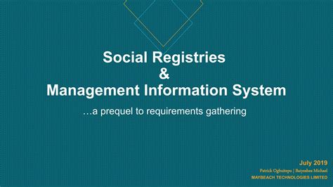 social registries and management information system a prequel to