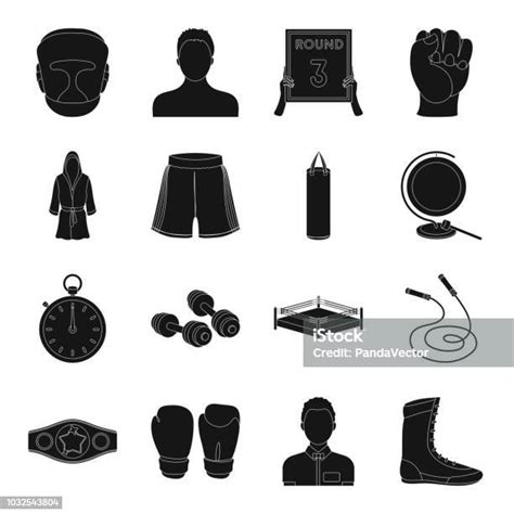 디자인에 대 한 설정된 컬렉션에서 익 스 트림 스포츠 블랙 아이콘 권투 권투 선수와 특성 벡터 기호 재고 웹 그림 Championship에 대한 스톡 벡터 아트 및 기타