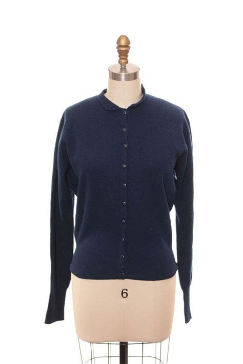 1940s Navy Blue Cardigan Vintage Wool Sweater
