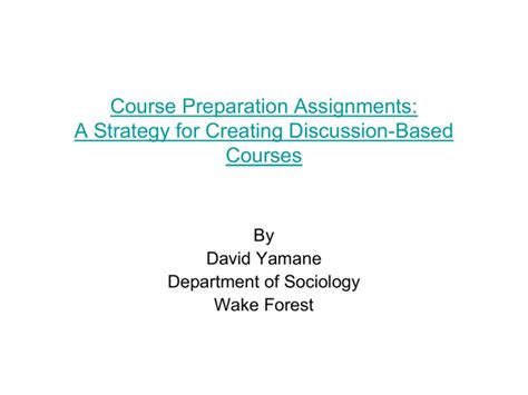 course preparation assignments