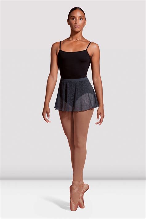 Ladies Mirella Seville Lace Mesh Pull On Skirt Grey Bloch Eu Bloch