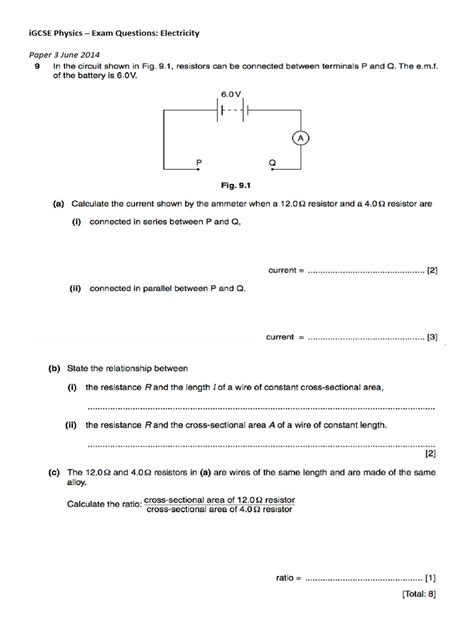 Igcse Physics Electricity Qp Ms Pdf