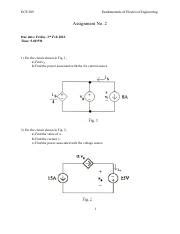 Assignment No 2 Pdf ECE 209 Fundamentals Of Electrical Engineering Assignment No 2 Due Date