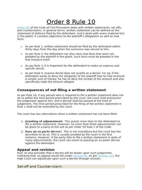 Order 8 Rule 10 Pdf Lawsuit Judgment Law