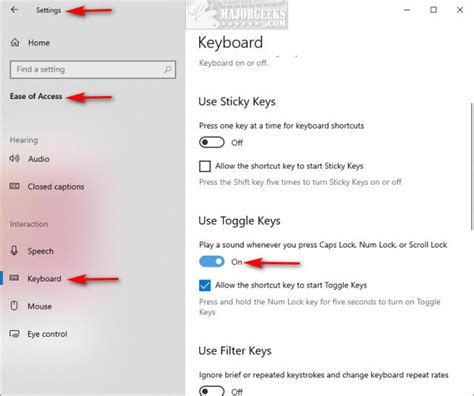 How To Turn Toggle Key Sounds On Or Off In Windows 10 Majorgeeks