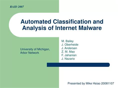 Ppt Automated Classification And Analysis Of Internet Malware Powerpoint Presentation Id 7051984