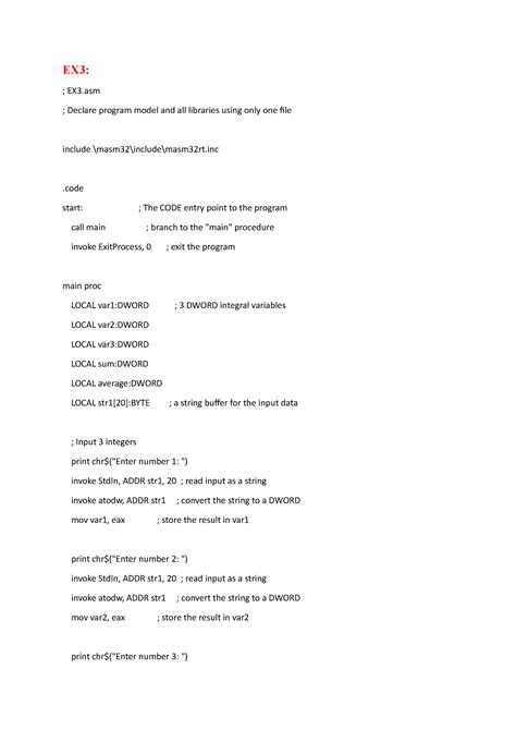 Assessing Exercises Of Chapter EX EX Asm Declare Program Model And All Libraries