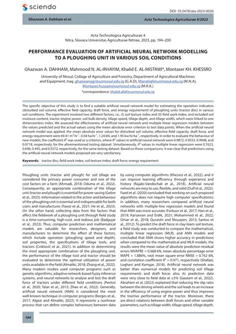 Pdf Performance Evaluation Of Artificial Neural Network Modelling To