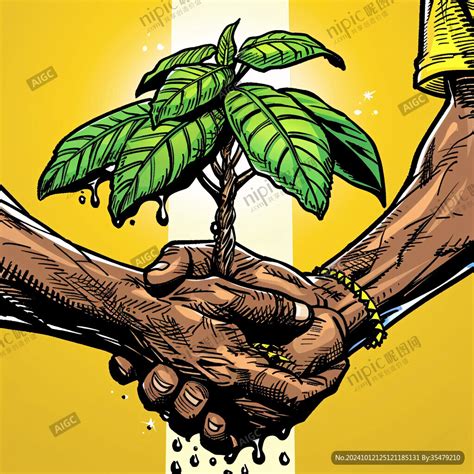 Ai创作图落地生根插画 大手小手种树手势 手绘公益 慈善插画 关爱社会公益画面 公益手绘插画海报 公益图片 插画落地生根 手绘公益海报 人道主义公益海报 场景咖啡植物插画 大树公益插画素材