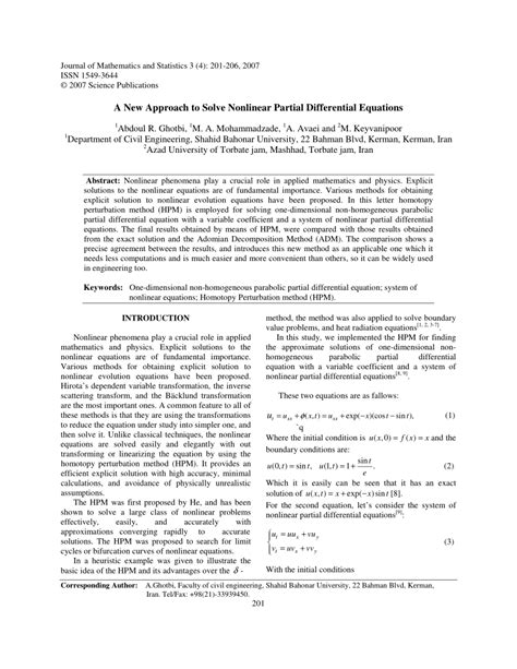 PDF A New Approach To Solve Nonlinear Partial Differential Equations