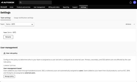 Autodesk Administrators User Management Manage User Role Policy