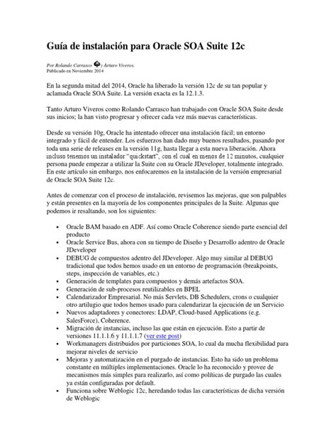 Guía De Instalación Para Oracle Soa Suite 12c Pdf Oracle Corporation Computación En La Nube