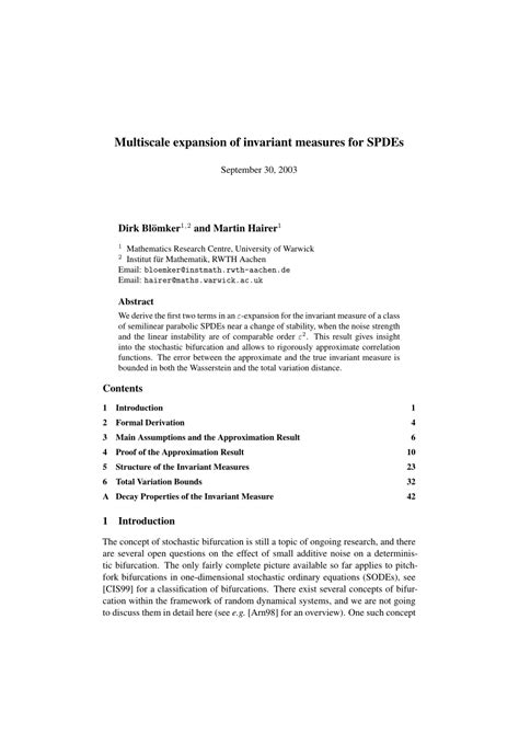 Pdf Multiscale Expansion Of Invariant Measures For Spdes