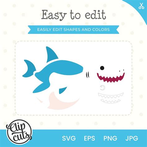 Cute Shark SVG Shark Cut File Shark Clipart PNG Shark Etsy