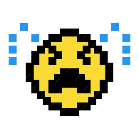 Premium Vector Pixel Art Crying Emoticon Icon Cry Pixel Emoji 8bit