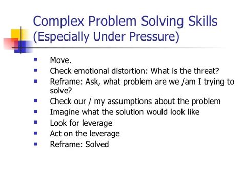 Managing Conflict Solving Complex Problems