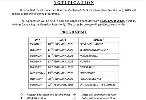Wb Madhyamik Routine 2025 Check Wbbse Madhyamik Exam Dates