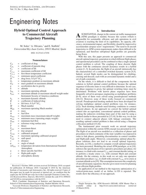 Pdf Hybrid Optimal Control Approach To Commercial Aircraft Trajectory