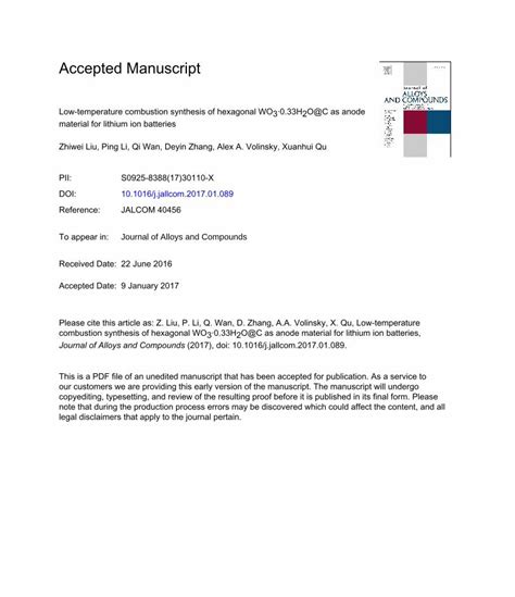 Pdf Low Temperature Combustion Synthesis Of Volinsky