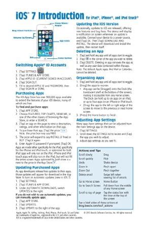 iOS 7 Introduction Quick Reference Guide: for iPad, iPhone, and iPod touch (Cheat Sheet of ...