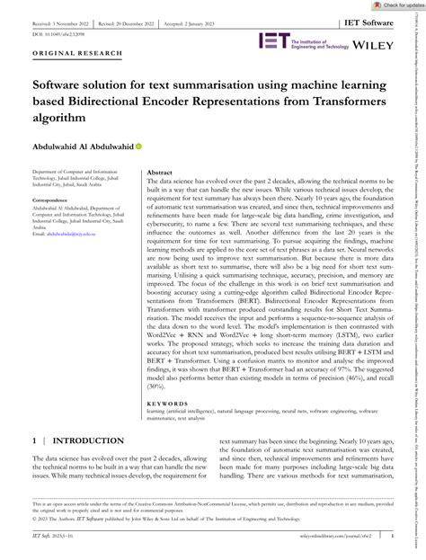 Pdf Software Solution For Text Summarisation Using Machine Learning