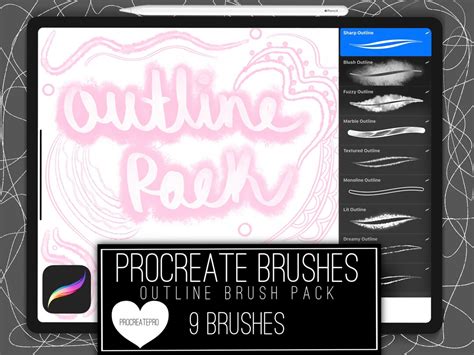 Procreate Outline Brush Pack Etsy