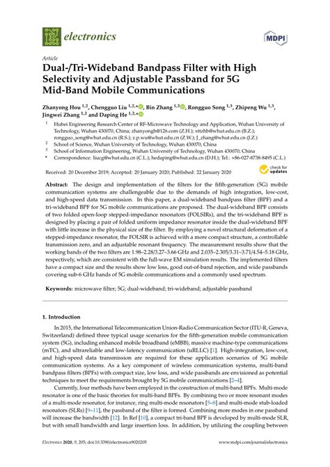 Pdf Dual Tri Wideband Bandpass Filter With High Selectivity And