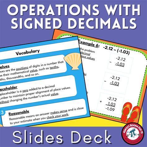 73a Adding And Subtracting Positivenegative Decimals Slides Beach Theme Classful