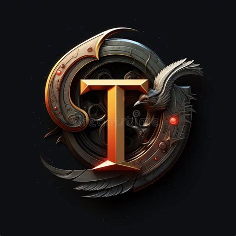 Letter T In The Gothic Style On A Dark Background 3d Rendering Stock Illustration