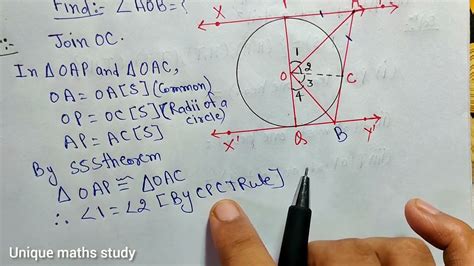 In The Figure Xy And Xy Are Two Parallel Tangents To A Circle With Centre O And Another