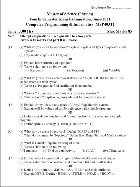 Dr Apj Abdul Kalam University Msc Physics Iv Sem Computer