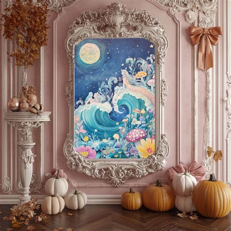 Vintage Mermaid Digital Download Print Original Fantasy Celestial Fine