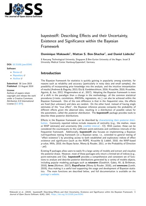 PDF BayestestR Describing Effects And Their Uncertainty Existence And Significance Within