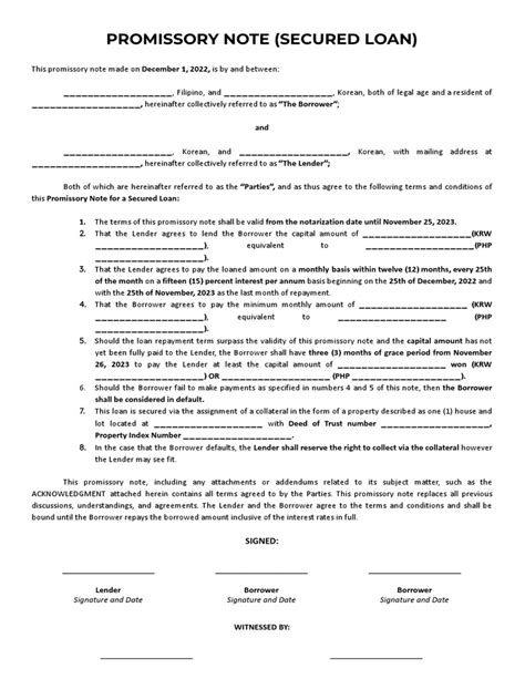 Promissory Note Lending Pdf