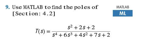 Solved Use MATLAB To Find The Poles Of Section Chegg