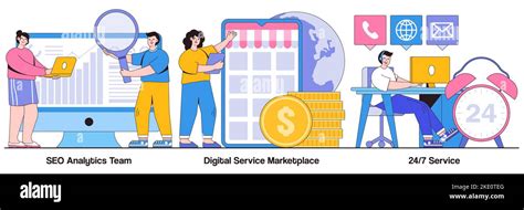 Seo Analytics Team Digital Service Marketplace 24 7 Service Concept