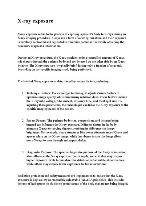 X Ray Exposure X Ray Exposure X Ray Exposure Refers To The Process Of Exposing A Patient S