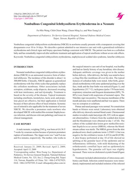 Pdf Nonbullous Congenital Ichthyosiform Erythroderma In A Neonate
