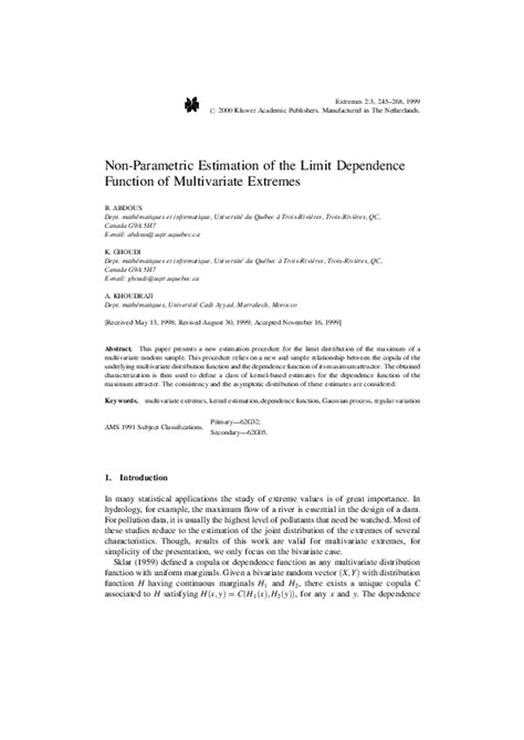 pdf non parametric estimation of the limit dependence function of