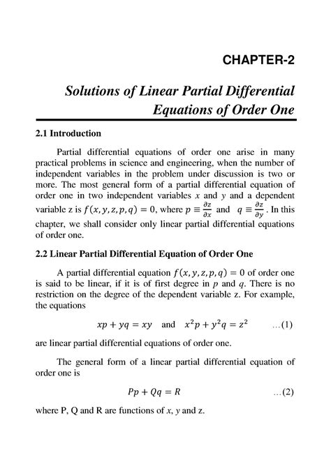 432 Pde 1 Chapter 2 Solutions Of Linear Partial Differential