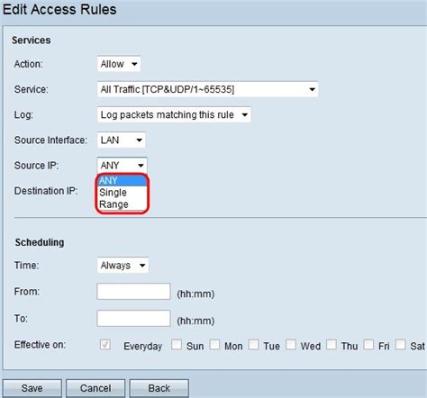 access rules configuration on rv320 and rv325 vpn routers cisco