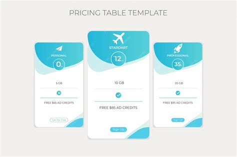 Premium Vector Price Table Template Subscription Plan Pricing Table