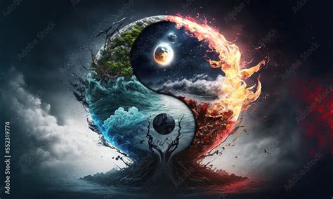 Yin Yang Water And Flame Elements Symbol Wallpaper Earth And Universe
