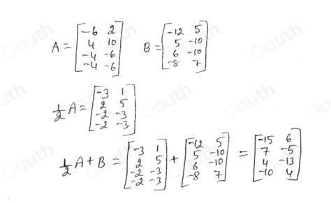solved given the matrices a and b shown below find 1 2 a b a